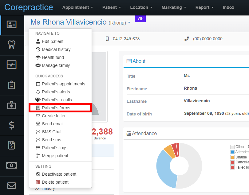 How to view Online Forms history – Core Practice