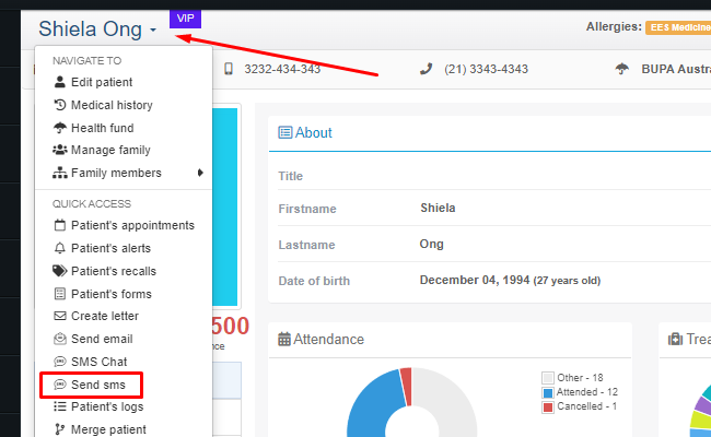 How to directly Email / SMS patients – Core Practice