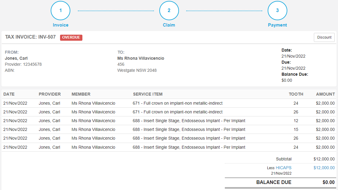 HICAPS does not accept large invoice – Core Practice