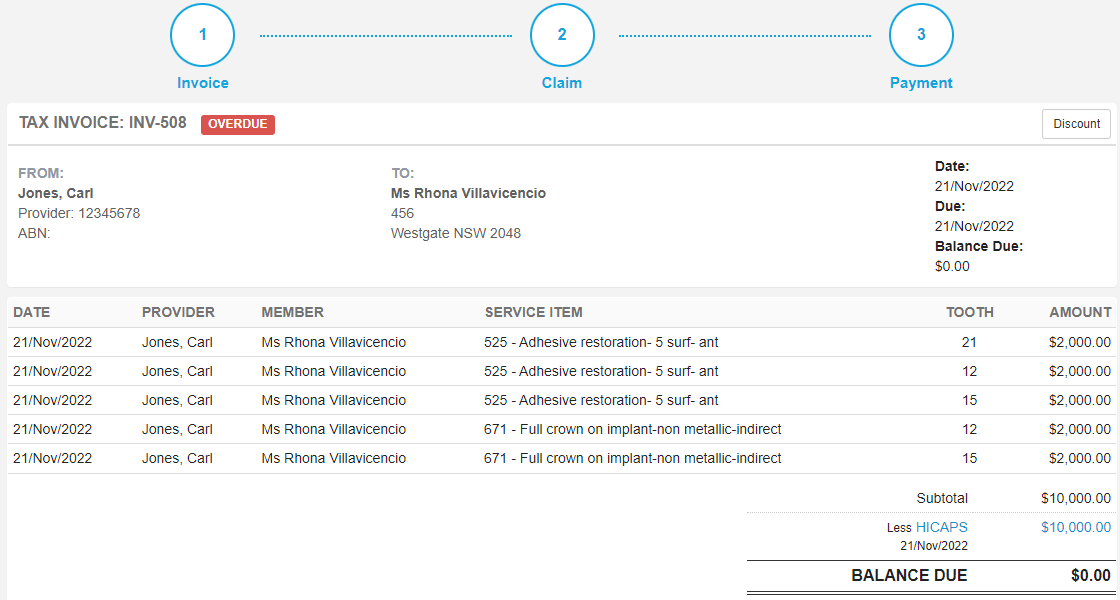 HICAPS does not accept large invoice – Core Practice