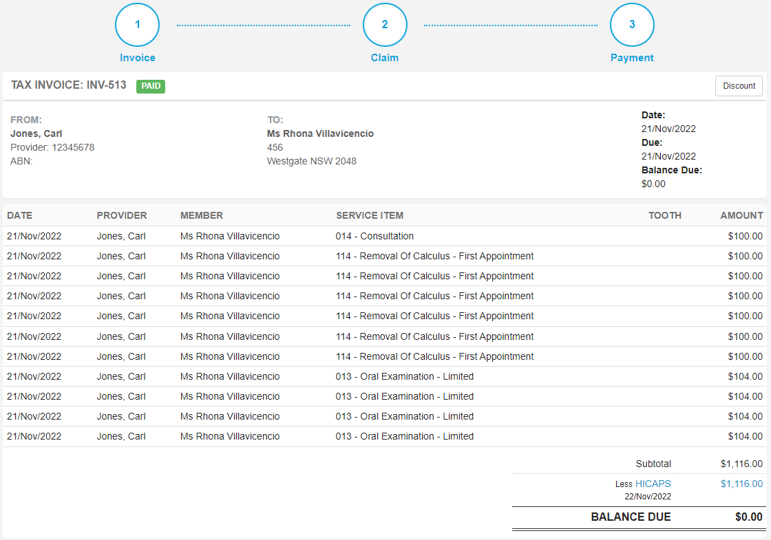 HICAPS does not accept large invoice – Core Practice