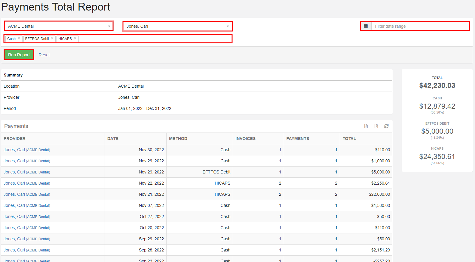 What is Payments Total Report? – Core Practice