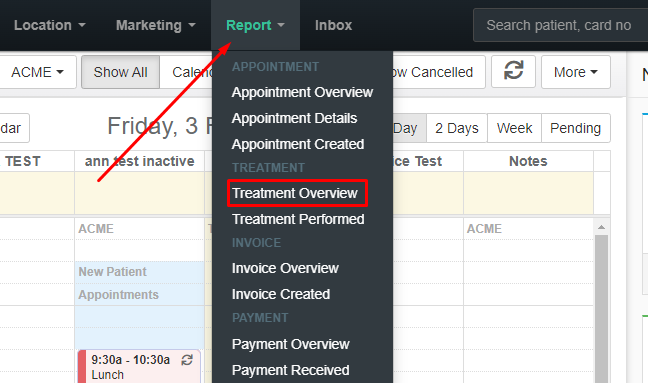 How to generate report for treatment that is not yet invoiced – Core ...