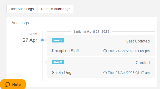 How to view invoice audit logs – Core Practice